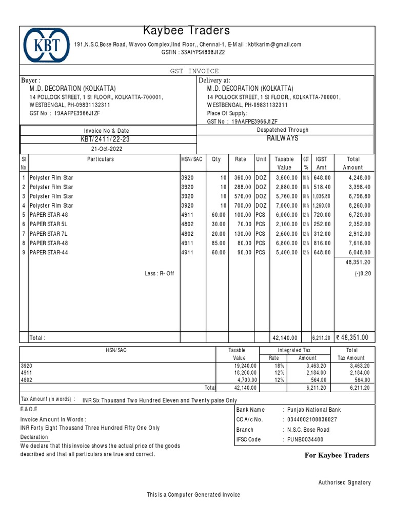 GST Invoice | Download Free PDF | Value Added Tax | Public Finance