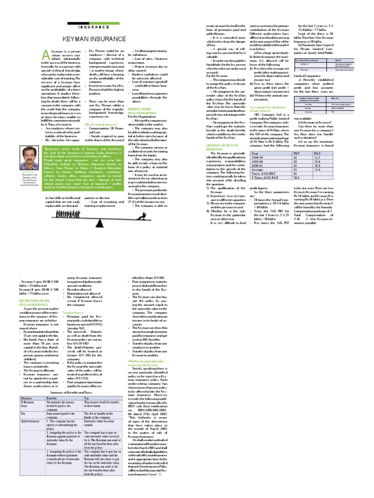 Key Man Insurance | PDF | Insurance | Taxes