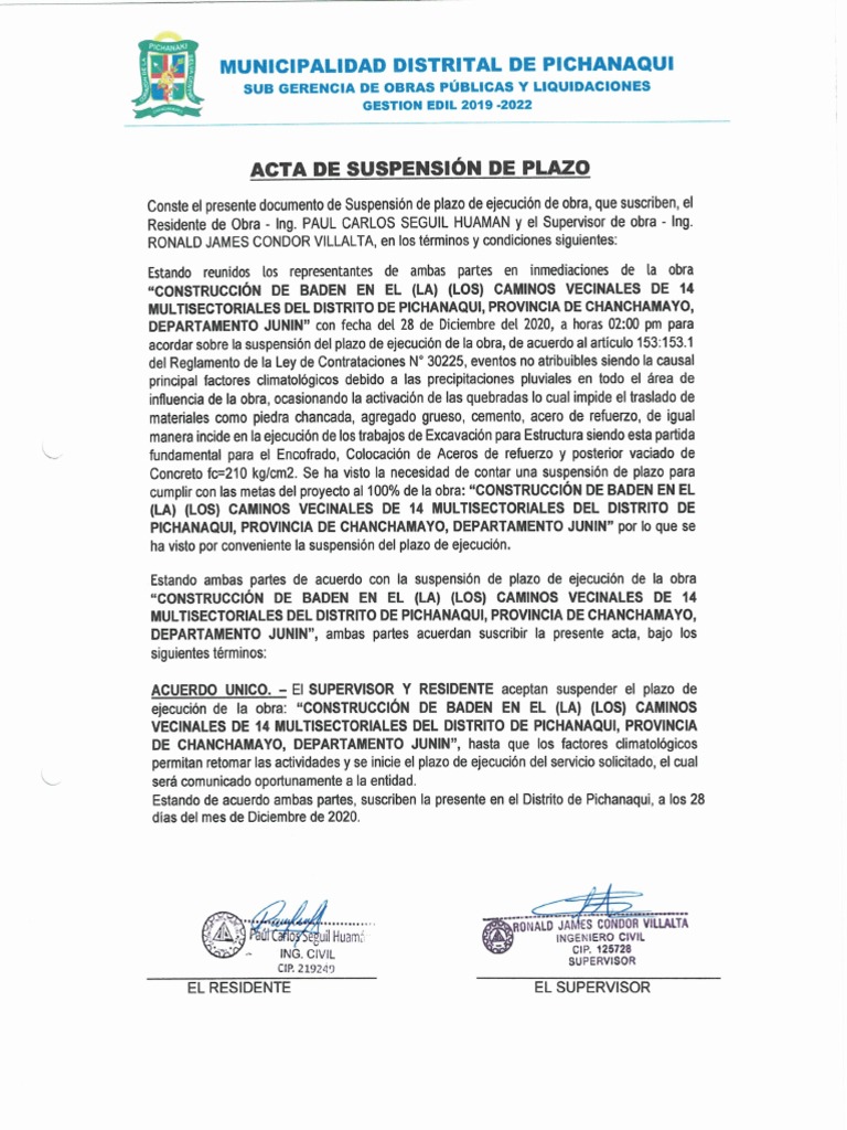 Acta de Suspension de Plazo | PDF