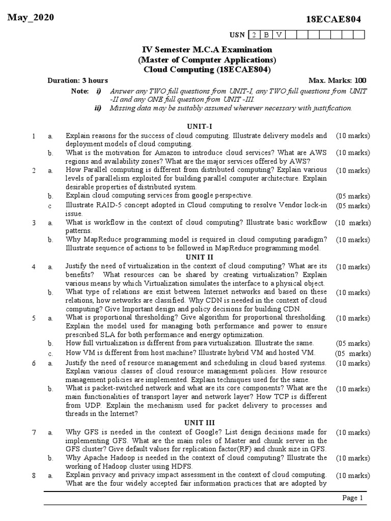 CC QP | Download Free PDF | Cloud Computing | Computing