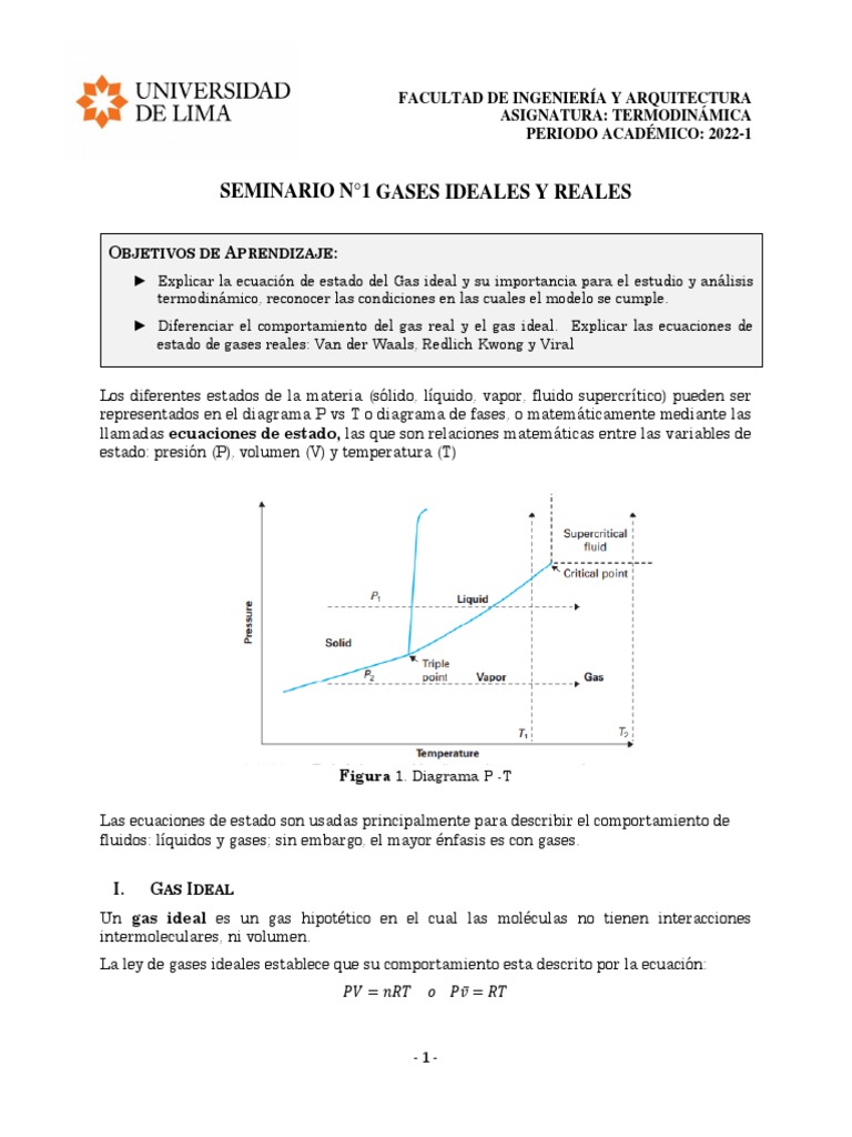 Seminario N°1 Gases Ideales y Reales | PDF | Gases | Termodinámica