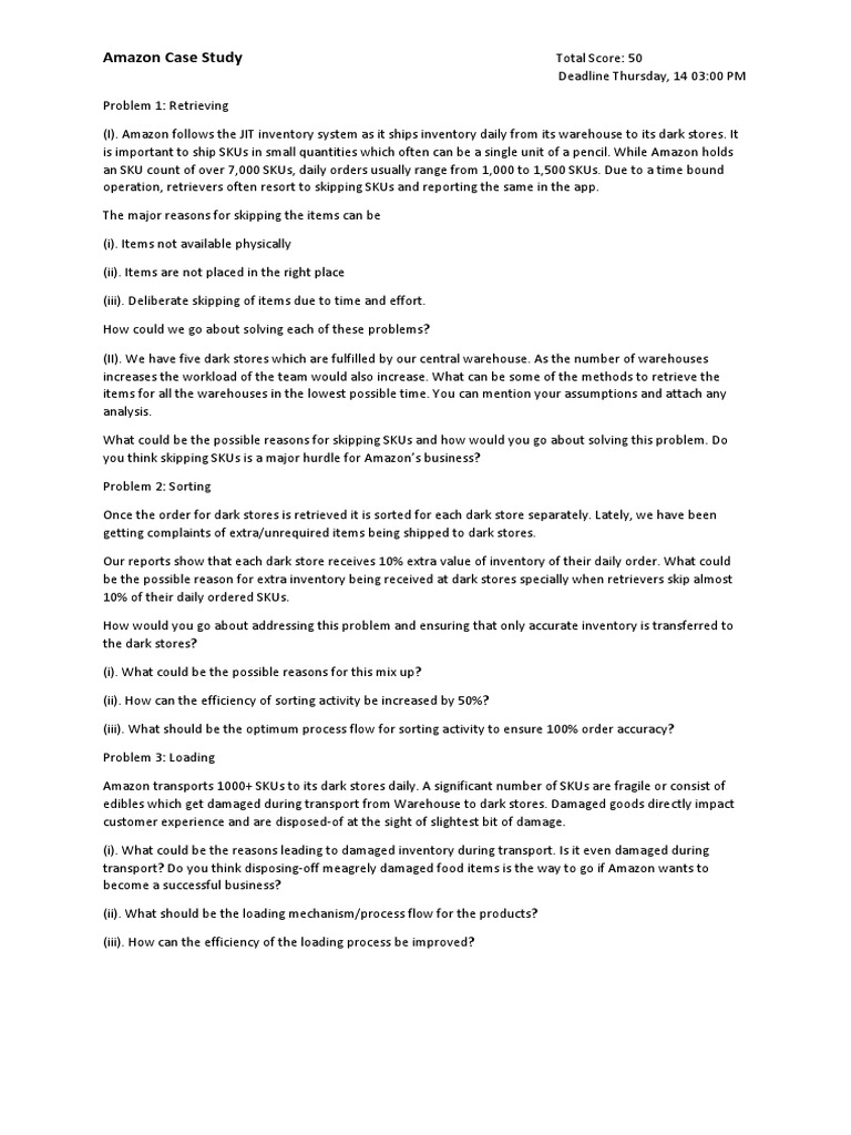 Amazon Case Study | PDF | Inventory | Warehouse