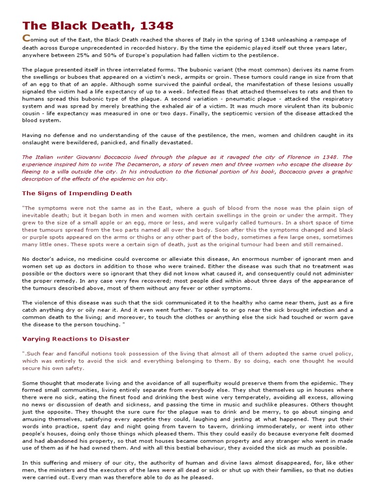 The Black Death | PDF | Black Death | Causes Of Death