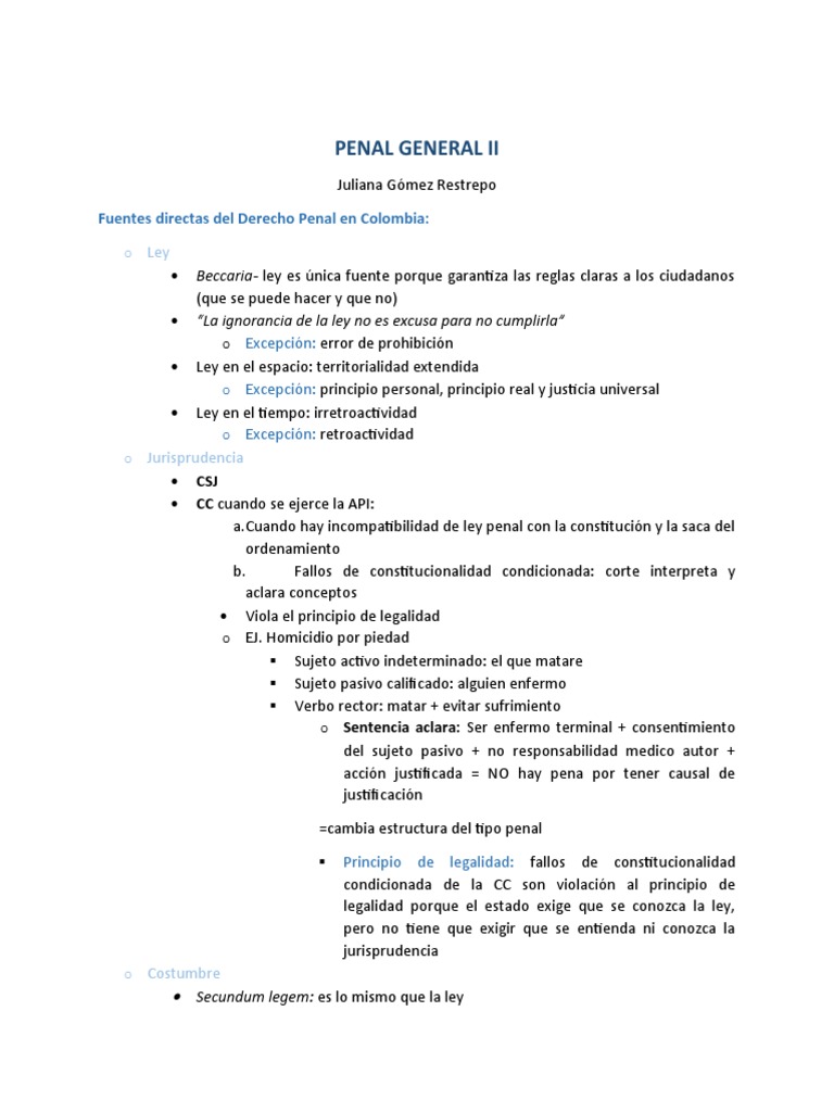 Penal General II | PDF | Derecho penal | Intención (Derecho Penal)