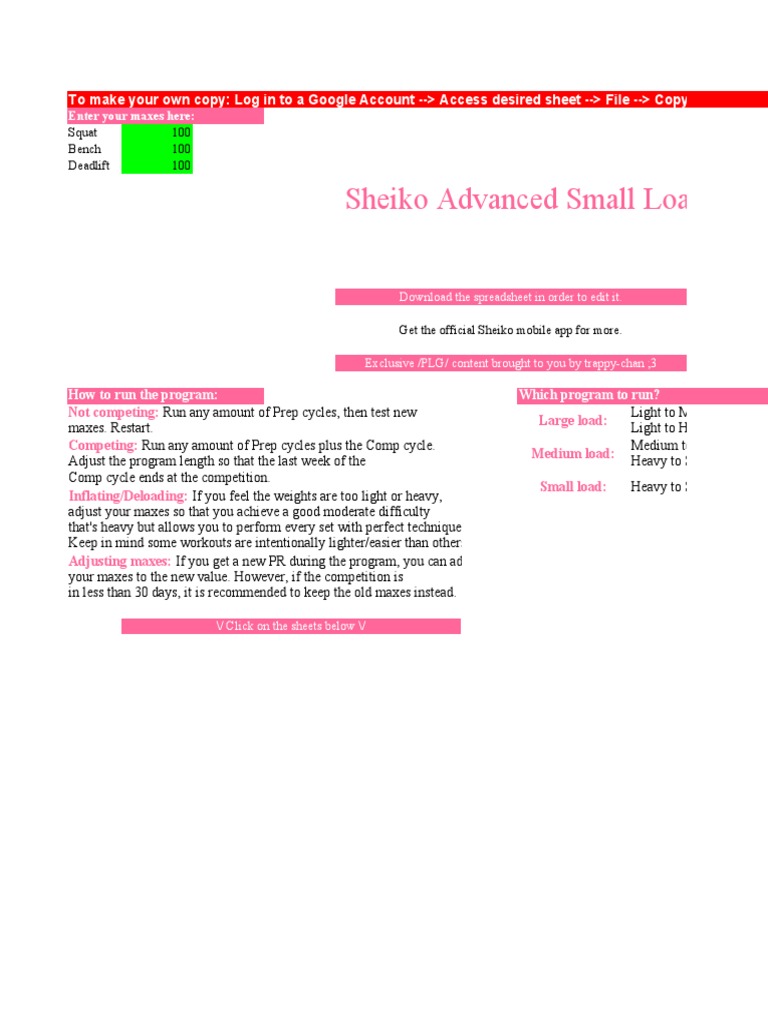 Sheiko Advanced Small Load | PDF | Physical Exercise | Games Of ...