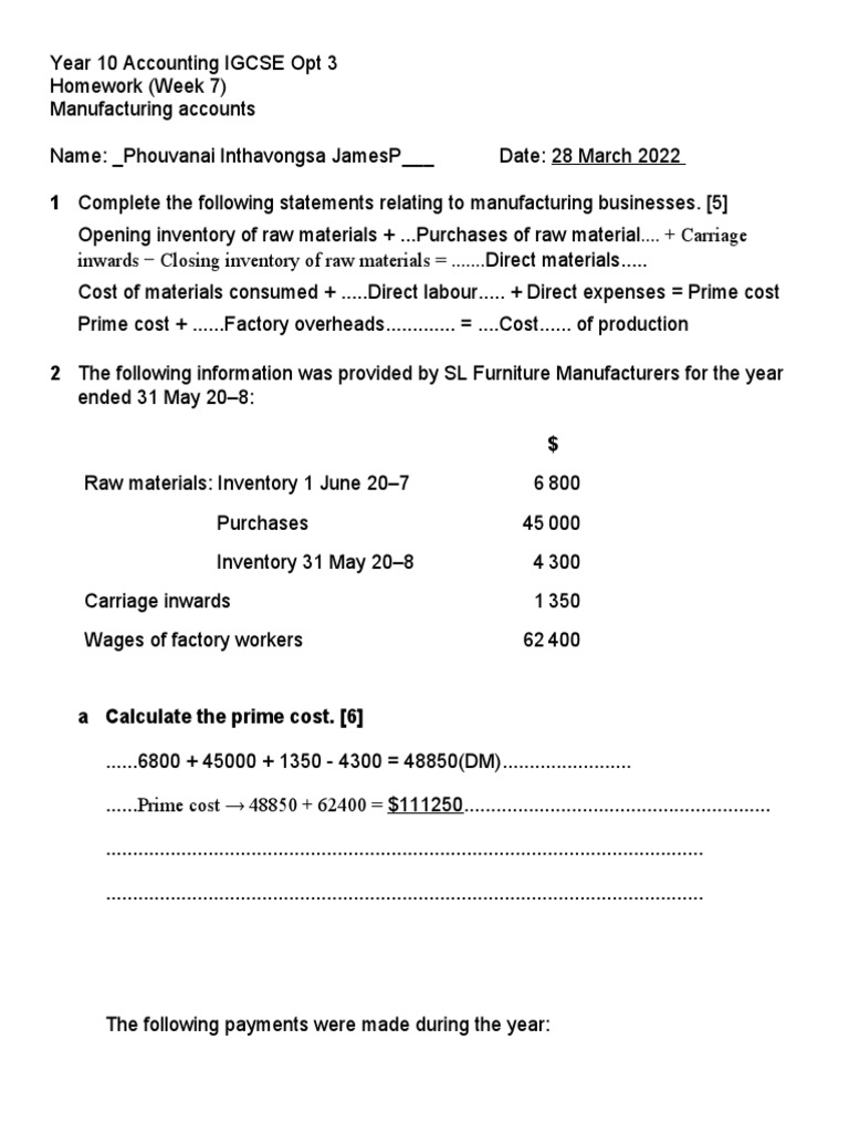 Completed (James P) Phouvanai Inthavongsa - Year 10 Accounting IGCSE ...