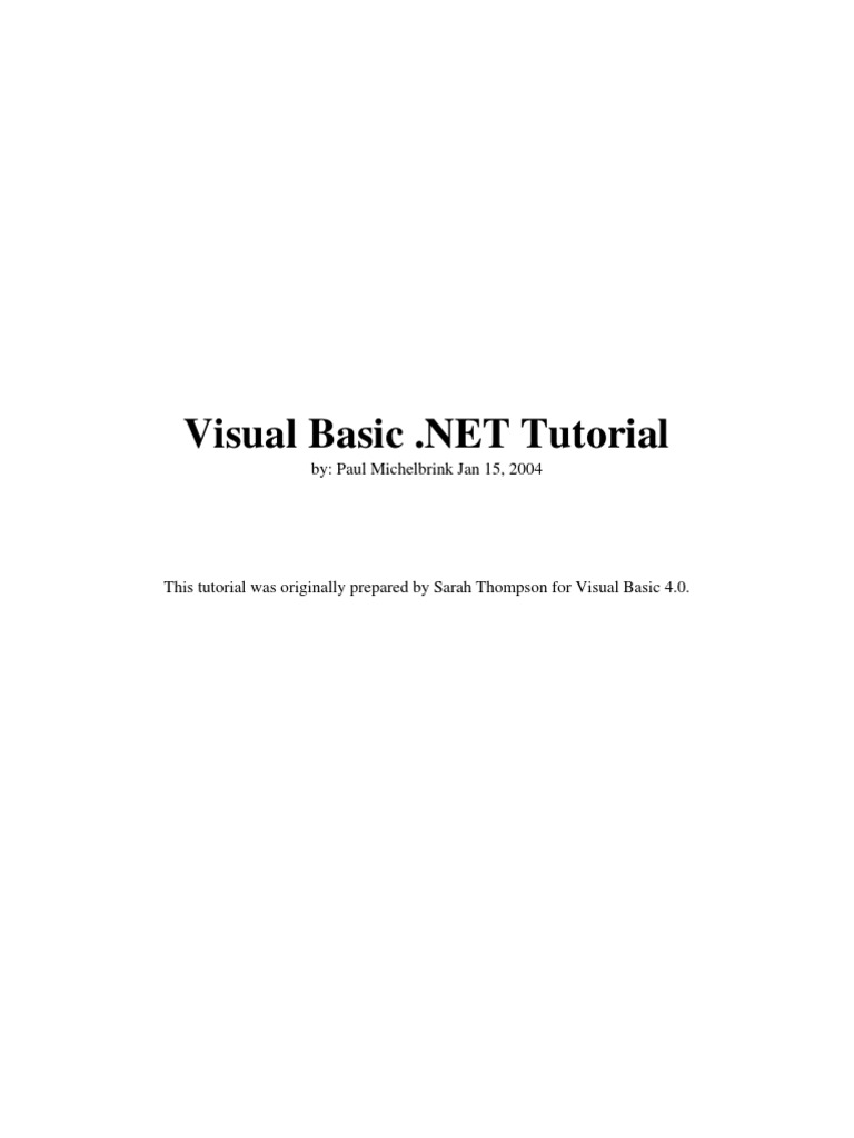 Visual Basic .NET Tutorial | PDF