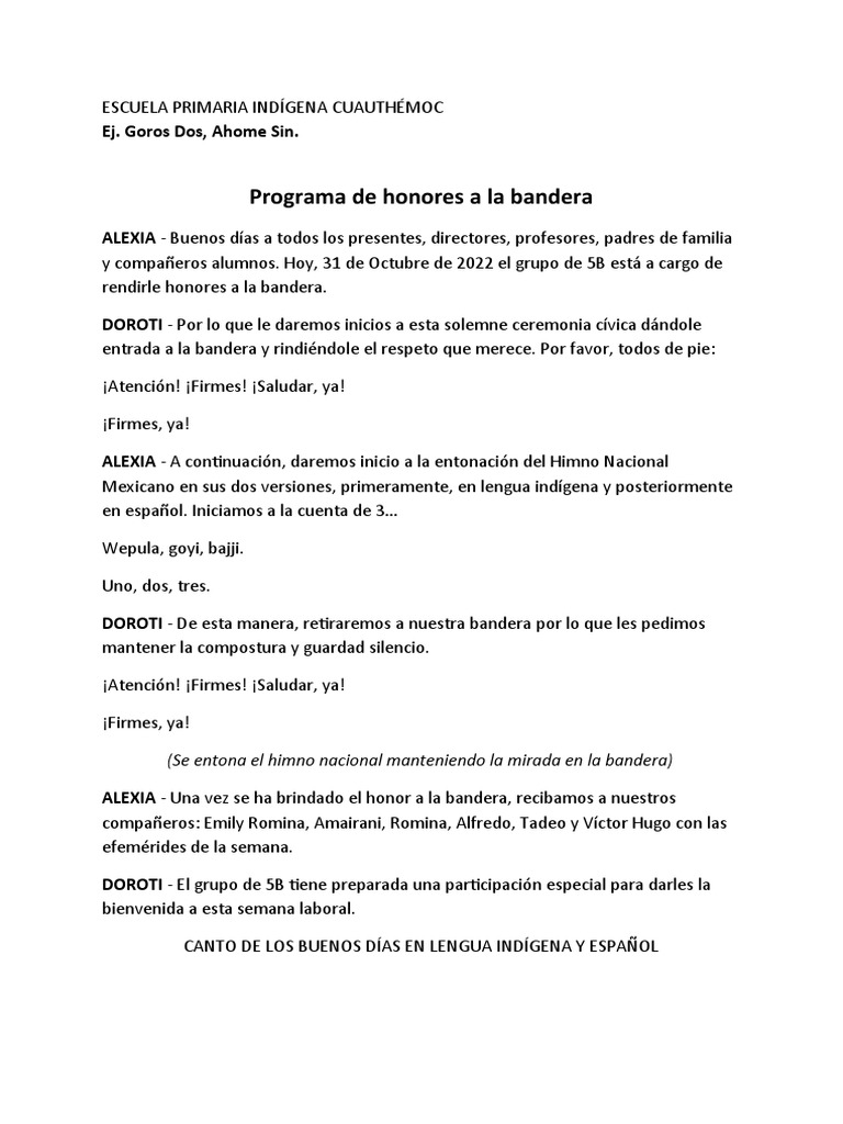 Honores a la Bandera en Cuauthemoc | PDF | México