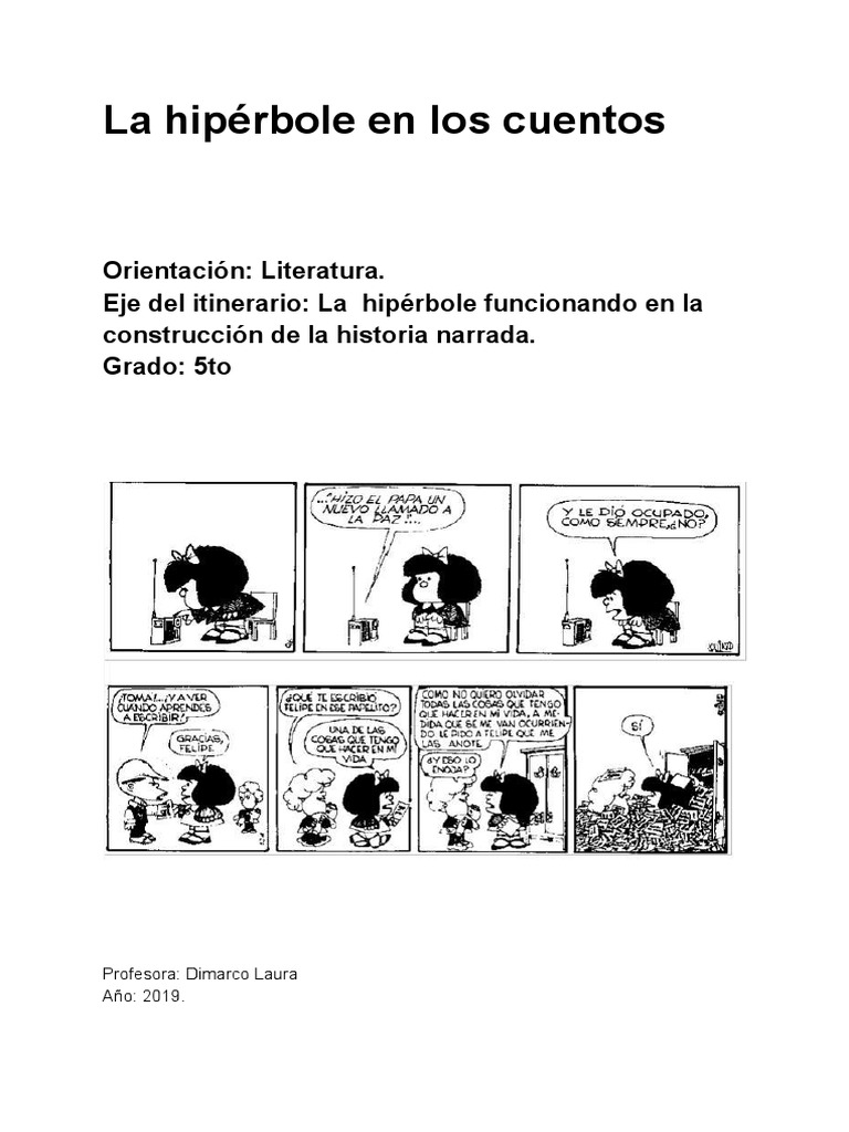 Porpuesta La Hiperbole en Los Cuentos | PDF | Narración | Cuentos