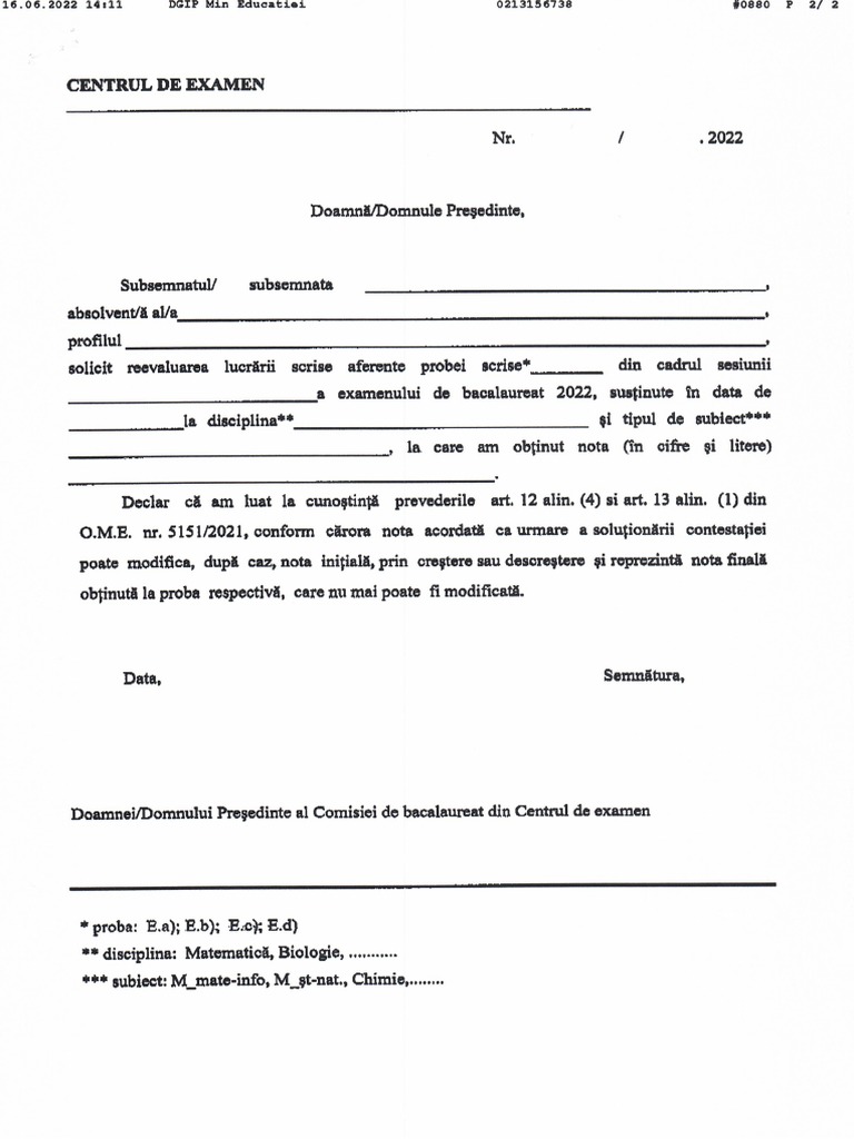 Model_contestatie_bac_ | PDF