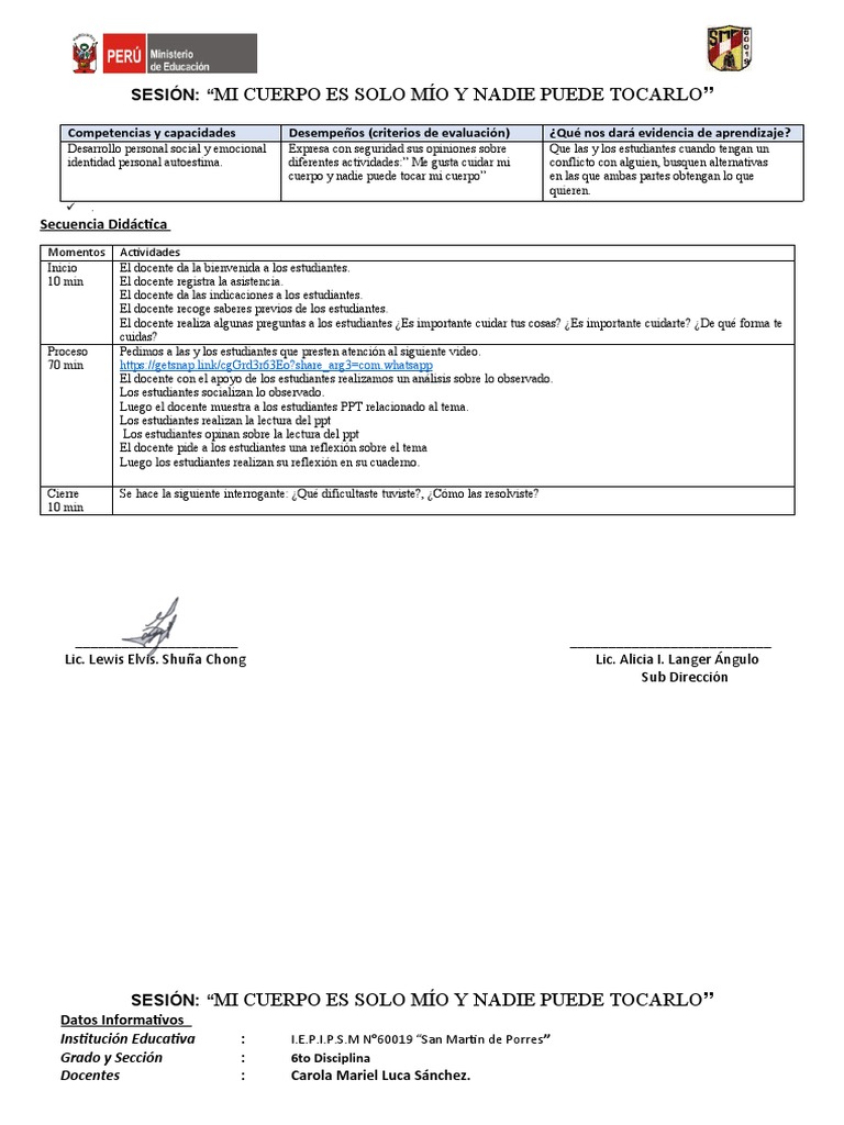 Mi Cuerpo Es Solo Mío y Nadie Puede Tocarlo | PDF | Evaluación ...