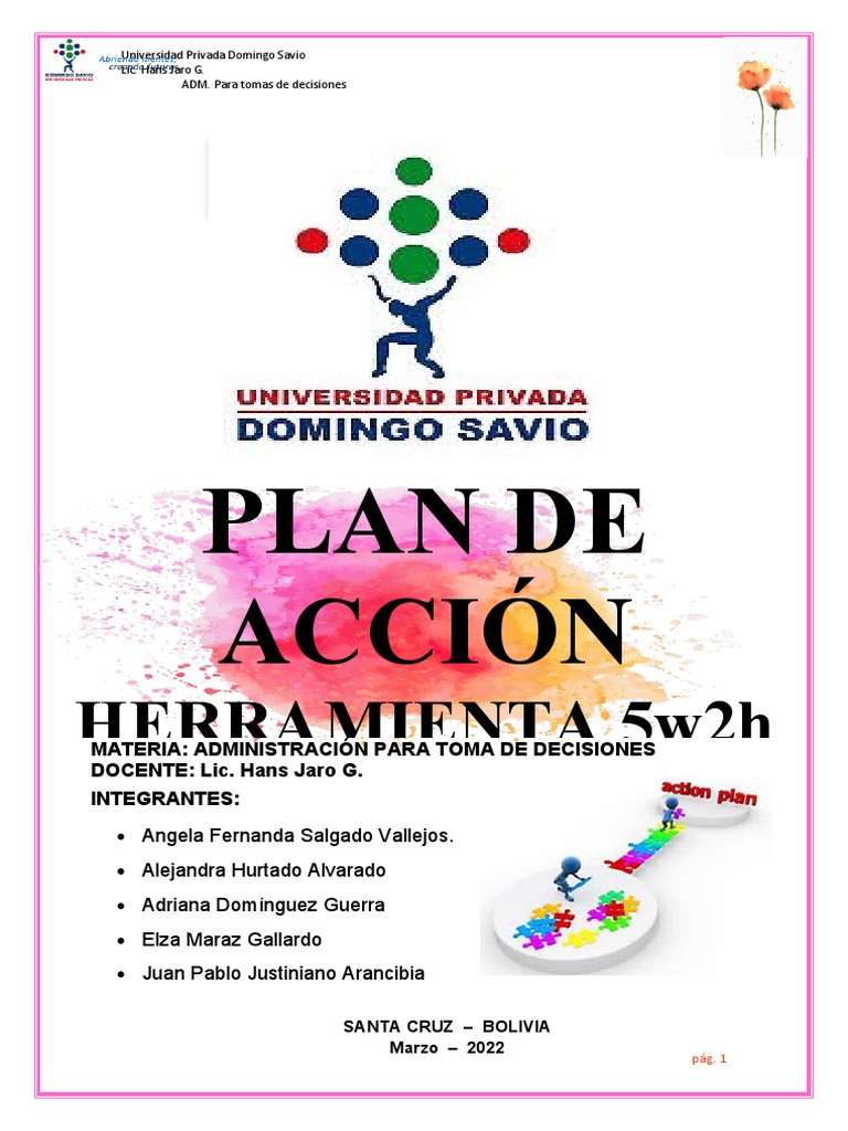 PLAN DE ACCION HERRAMIENTA 5w2h | PDF | Planificación | Business