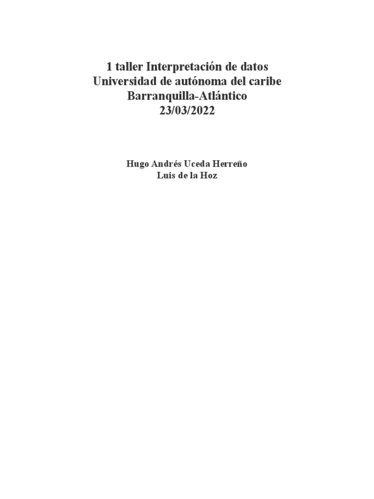 1 Taller Interpretación de Datos | PDF | Estadísticas | Matemáticas