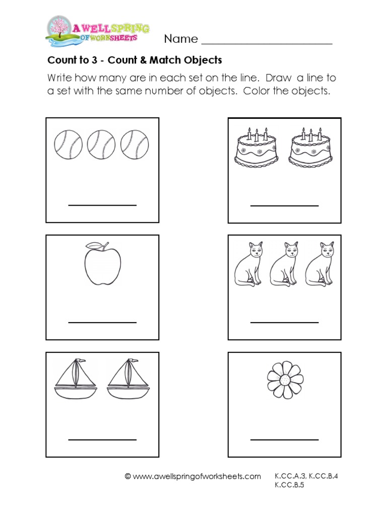 Count To 3 Count and Match Objects - Premium | PDF