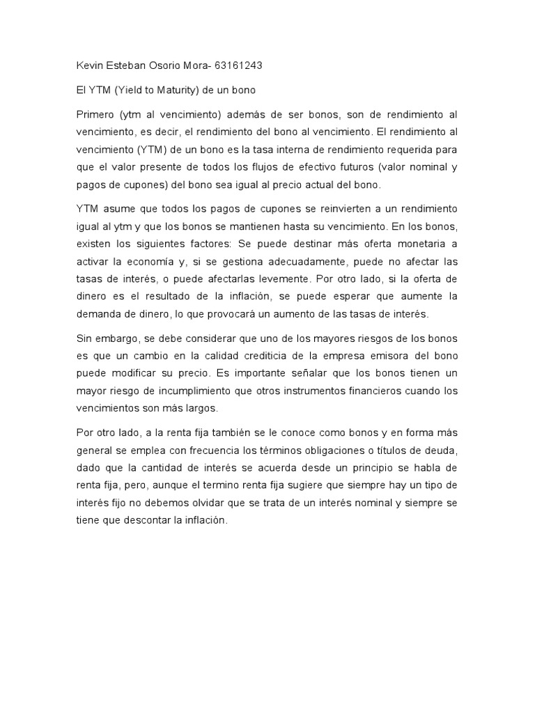 Ytm (Bonos) | PDF