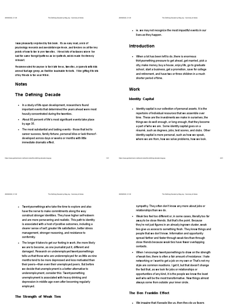 Defining Decade Summary | PDF | Fertility | Psychological Concepts