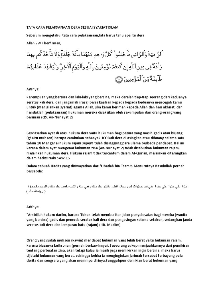Tata Cara Pelaksanaan Dera Sesuai Syariat Islam | PDF