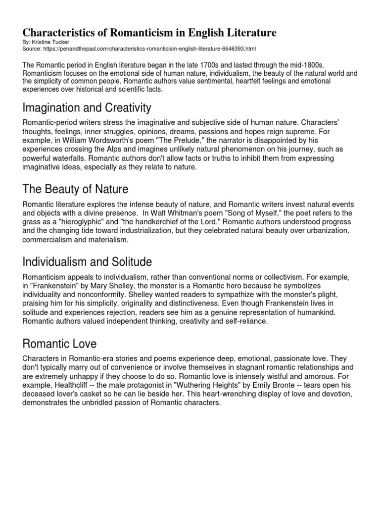 Romantic Poetry Background Info | PDF | Romanticism | Poetry