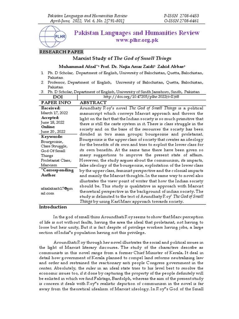 Marxist Study of The God of Small Things | PDF | Marxism | Karl Marx