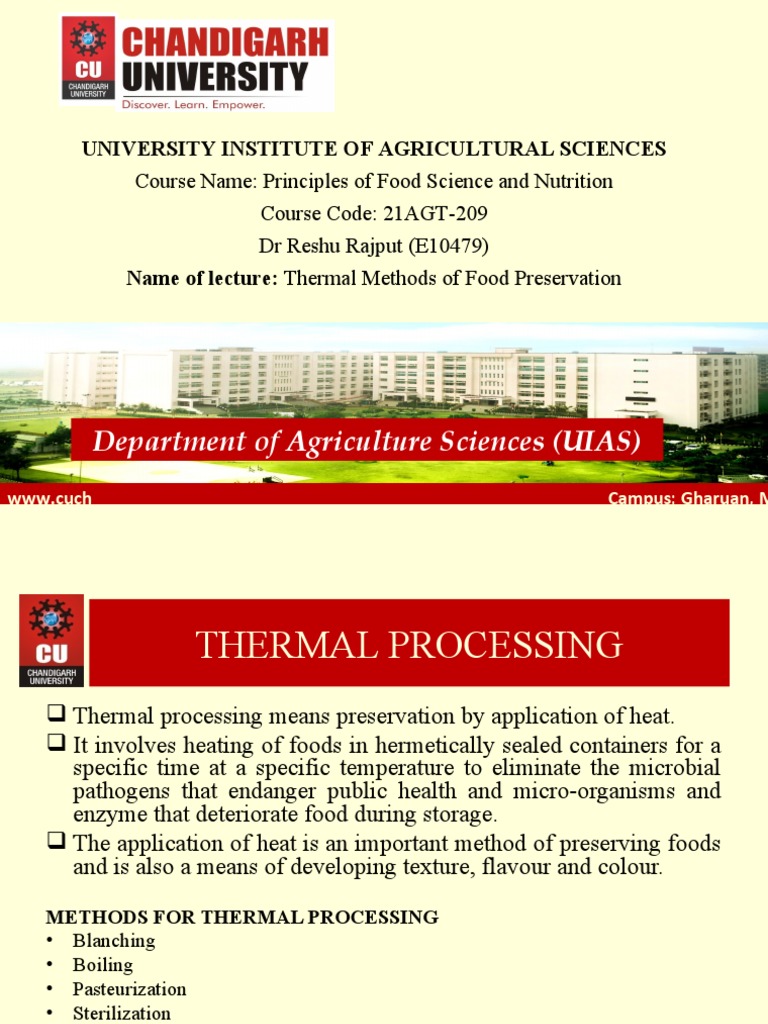 Lecture 2.1.3 Thermal Processing | PDF | Food Preservation | Food And Drink