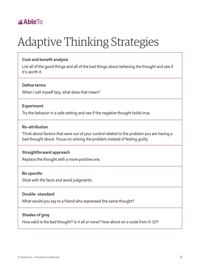 Adaptive Thinking Strategies - 156 | PDF