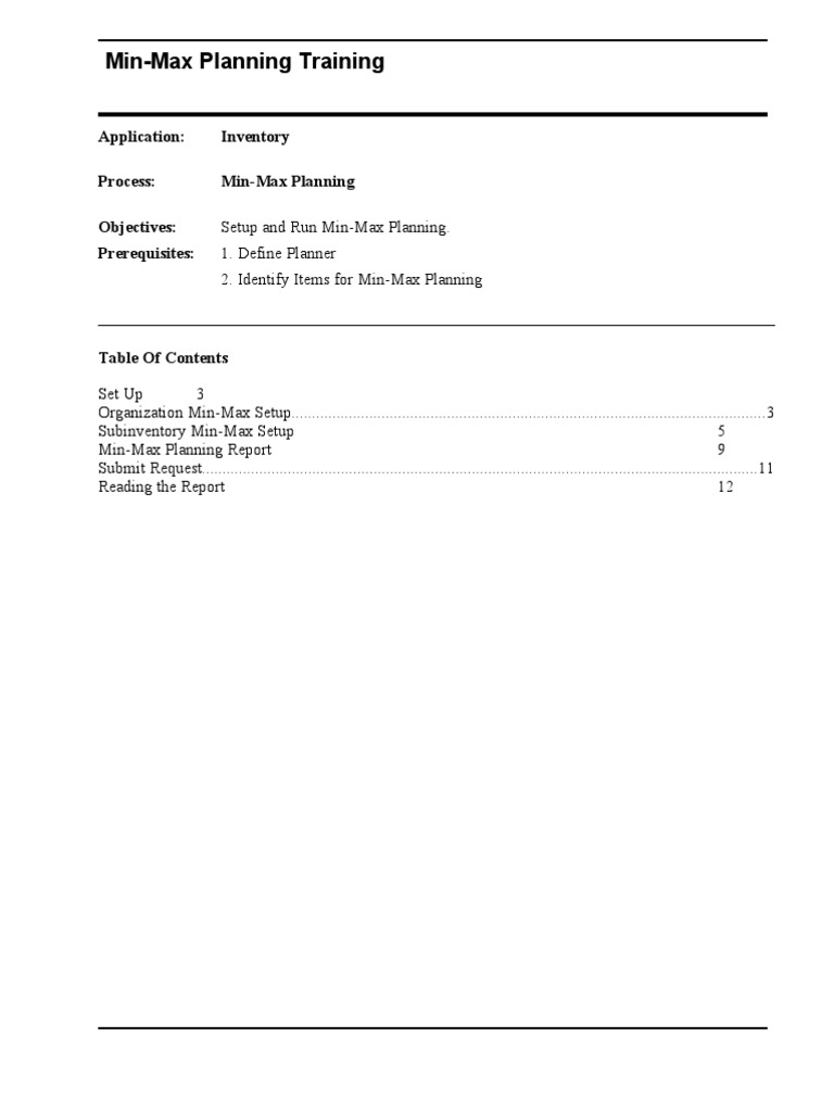 INV Min-Max Planning Training | PDF | Inventory | Parameter (Computer ...
