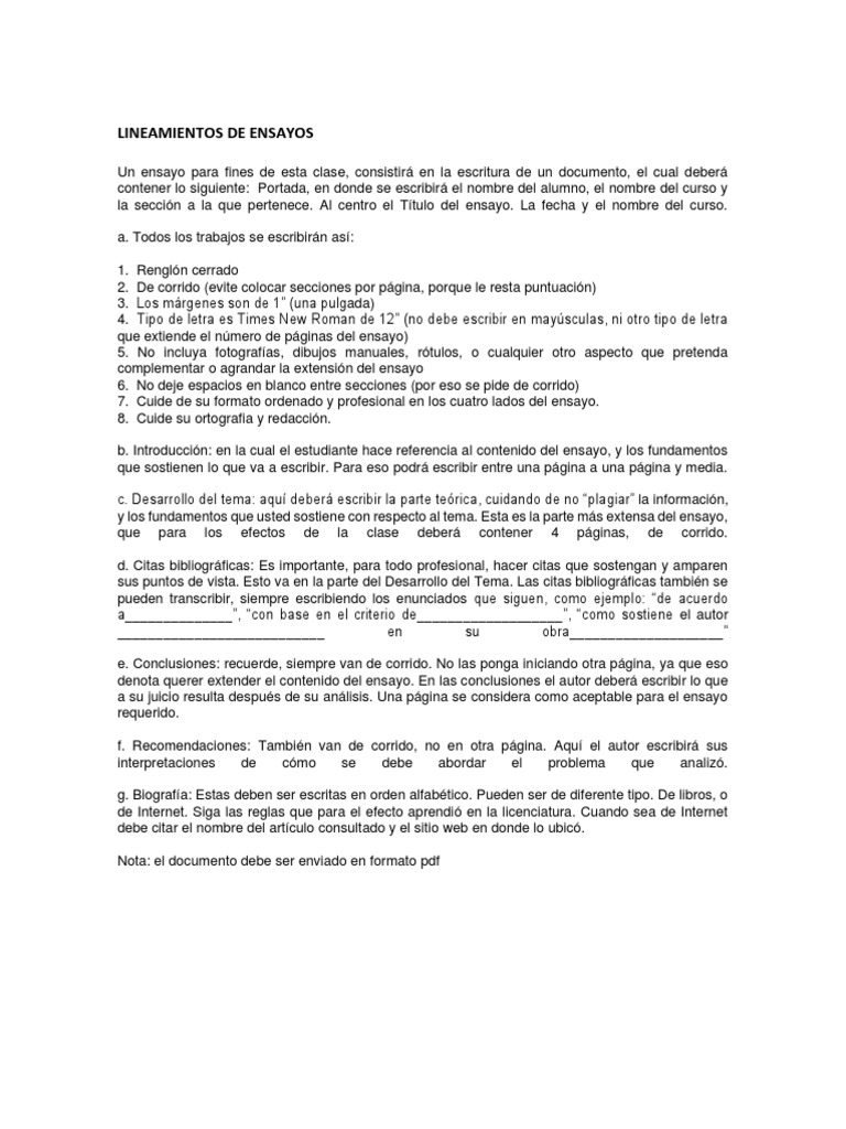 Lineamientos para la Redacción de Ensayos | PDF | Ensayos | Escritura