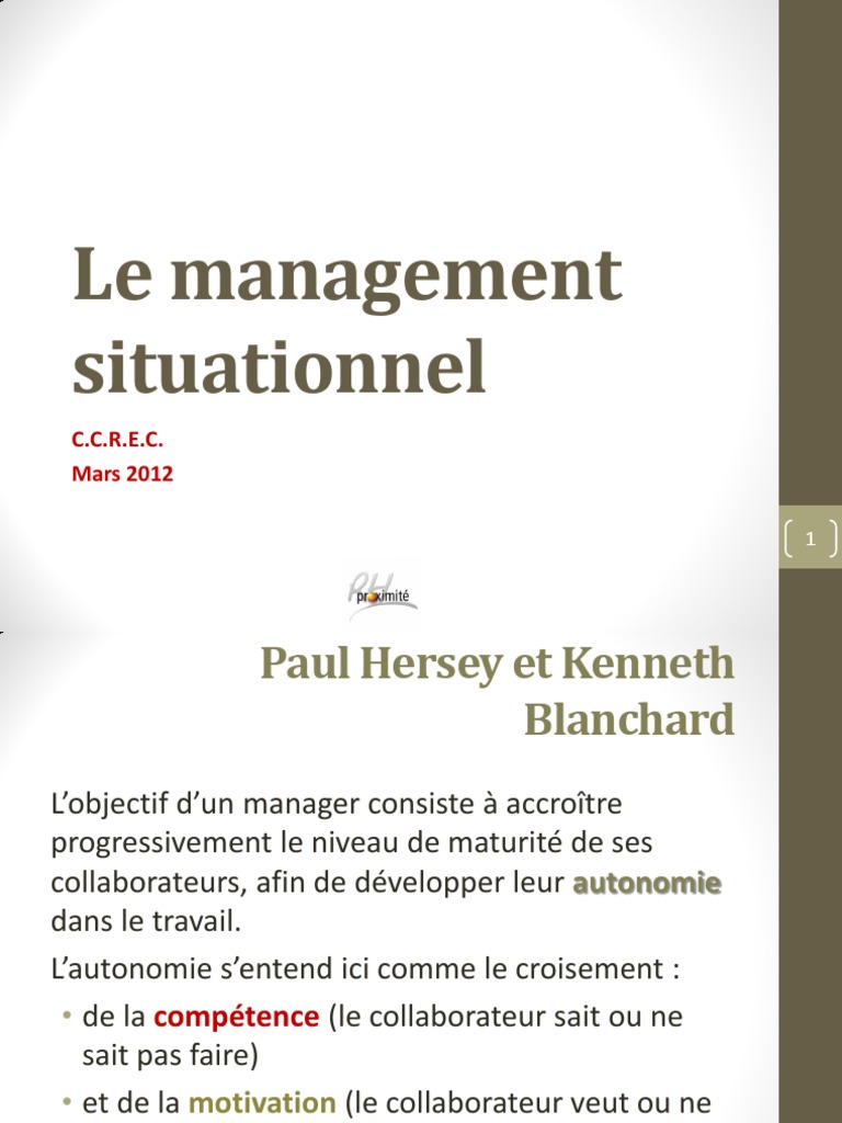 Management Situationnel : Styles et Pratiques | PDF | Motivation | Motivant
