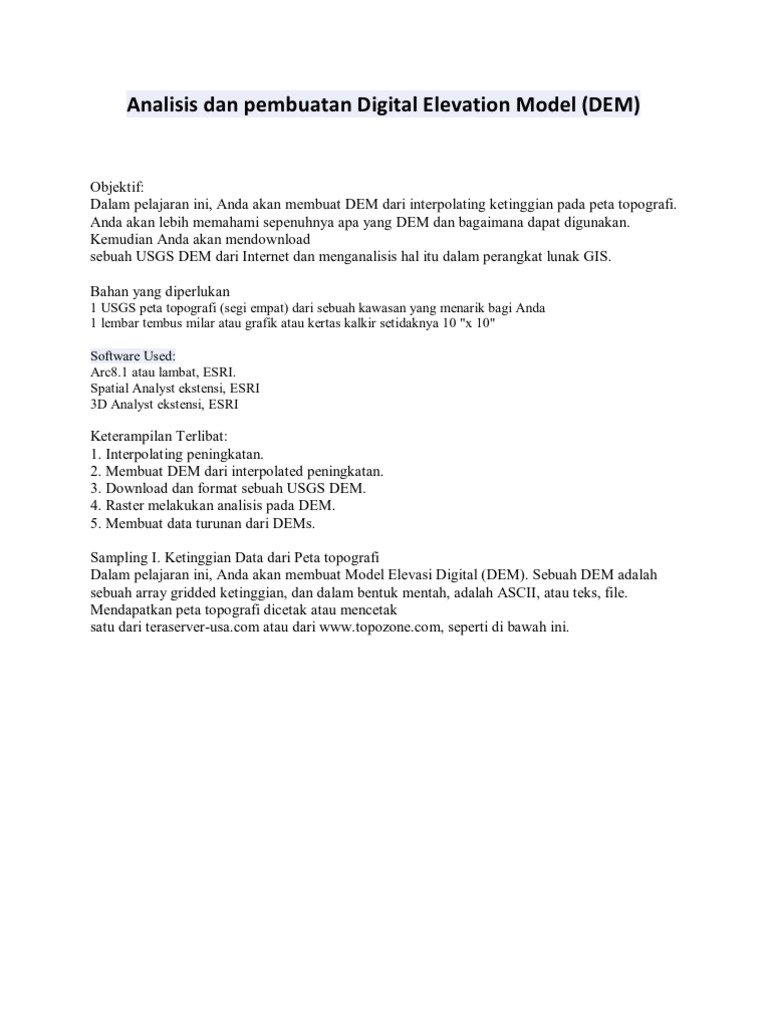 Analisis Dan Pembuatan Digital Elevation Model | PDF