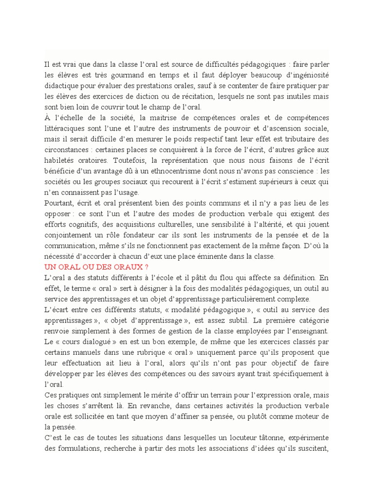 Spécificité de Loral | PDF | Pédagogie | Apprentissage