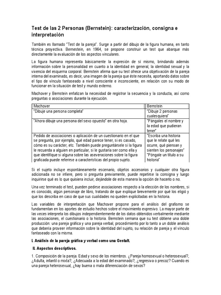 Test de Las 2 Personas (Bernstein) Caracterización Consigna e ...