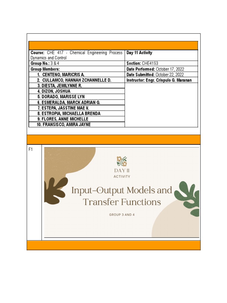 CHE 417 S3 Merged GROUPS 3 and 4 Day 11 - Dorado | PDF
