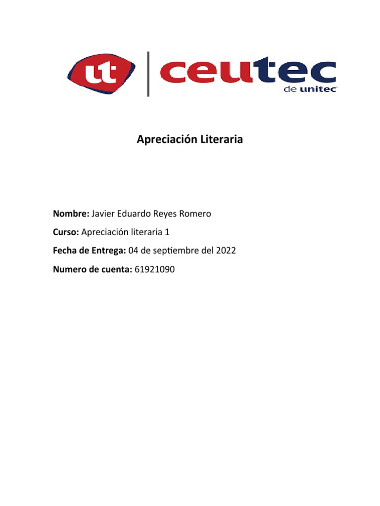 Tarea 6 Apreciación Literaria Terminada | PDF | Amor