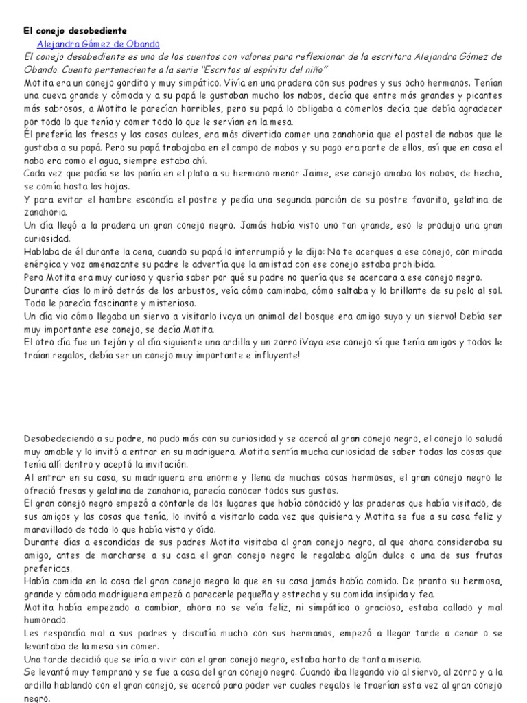 El Conejo Desobediente | PDF