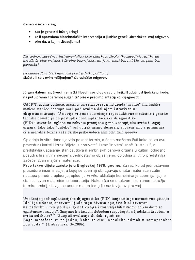 Etika 4 - Genetski Inženjering | PDF