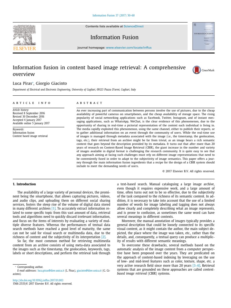 C2017 Information Fusion in Content Based Image Retrieval - A Comprehensive Overview | PDF ...