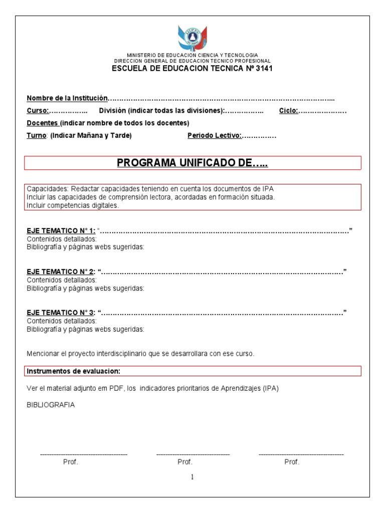 Modelo de Programa EET 3141 | PDF