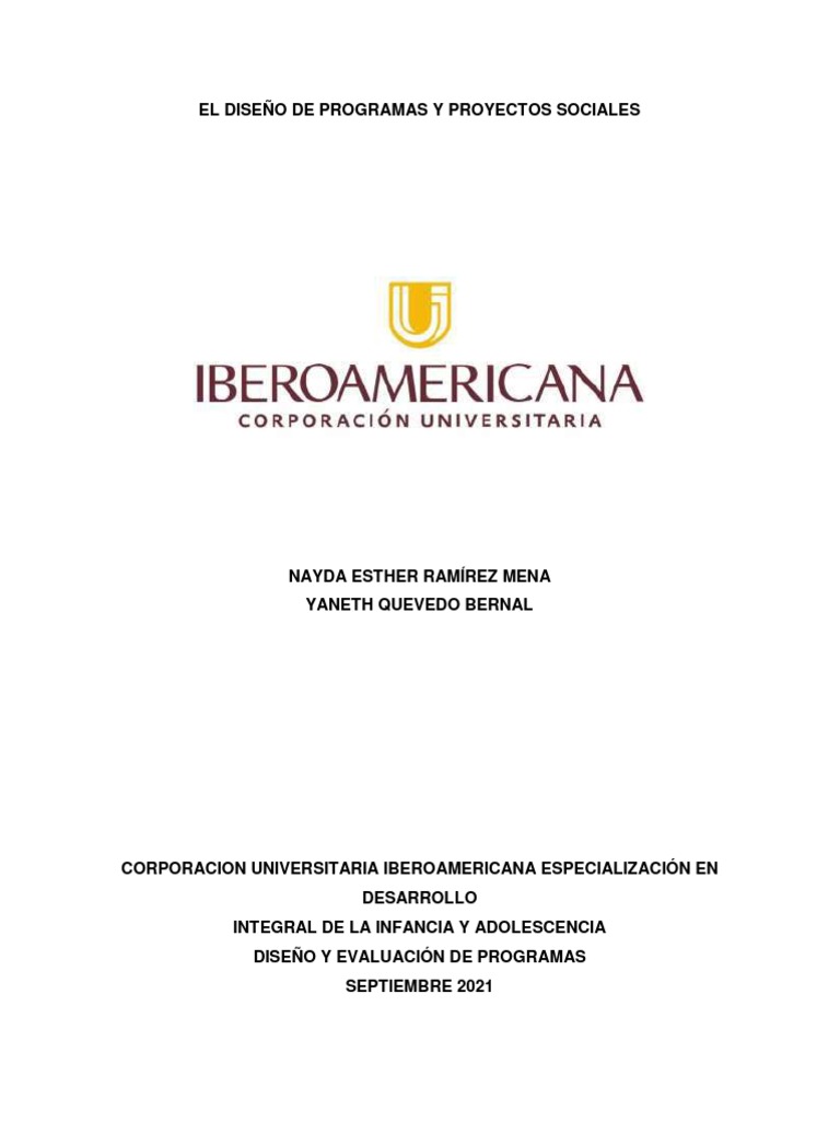 El Diseño de Programas y Proyectos Sociales (Trabajo) | PDF