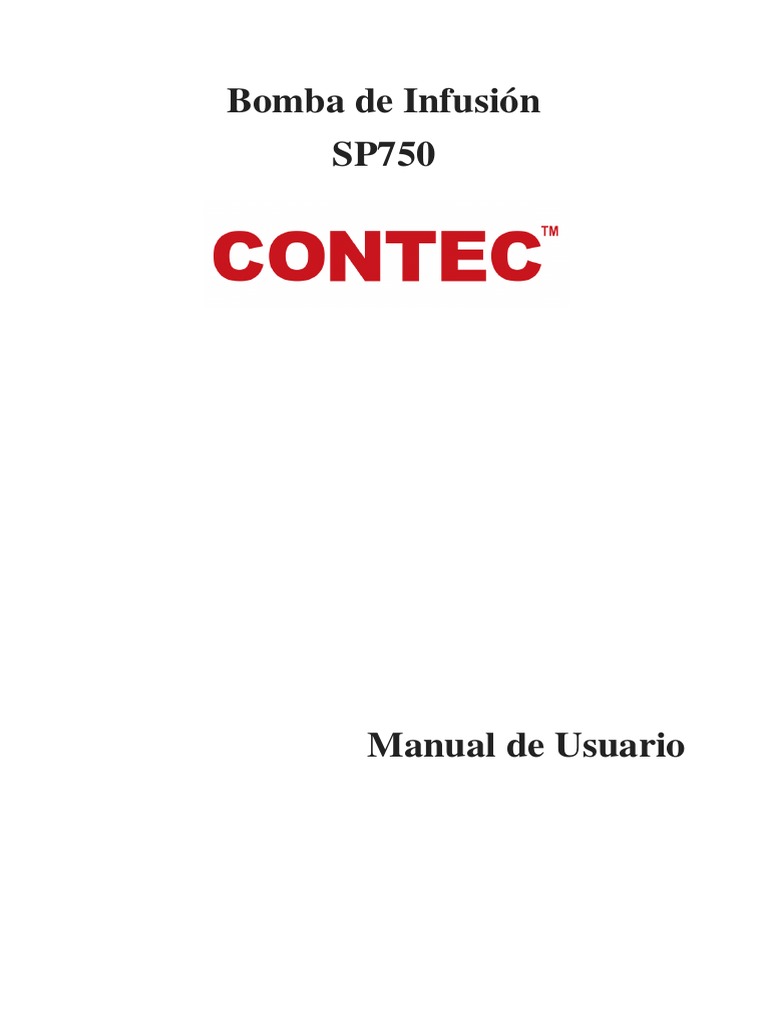 Manual de Usuario Bomba de Infusión CONTEC SP750 | PDF | Bomba | Imagen de resonancia magnética
