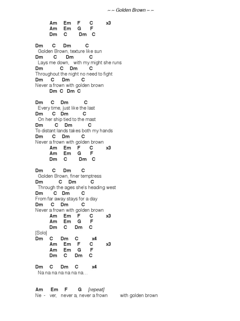 Golden Brown Lyrics and Chords | PDF