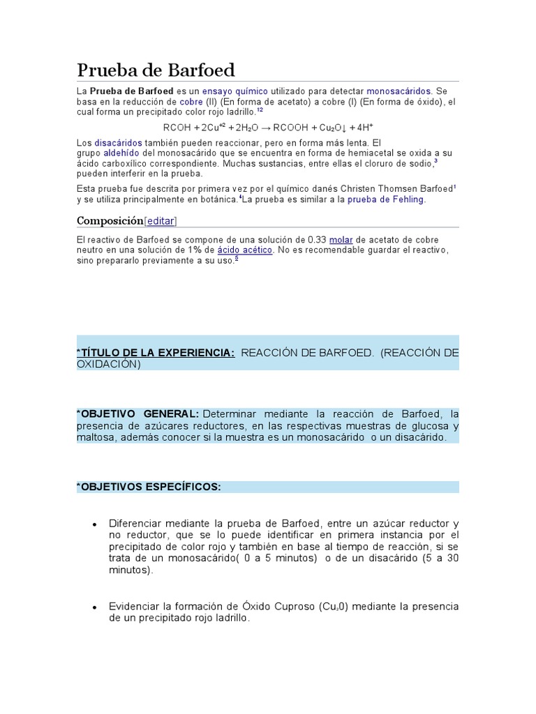 Prueba de Barfoed | PDF | Química Orgánica | Química