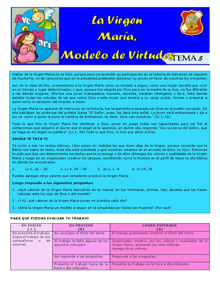 La Virgen María, Modelo de Virtudes | PDF | María, madre de Jesús