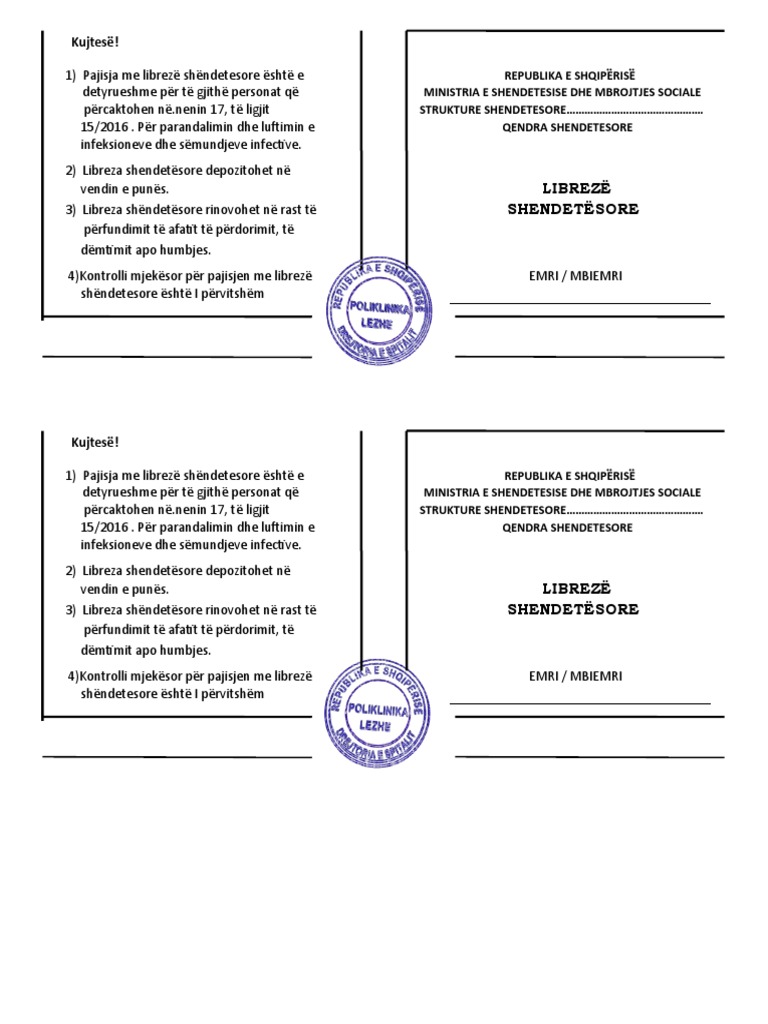 Libreza Shendetesore | PDF