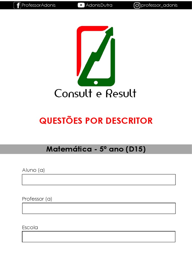 Descritor 15 - Matemática - 5º Ano (Blog Do Prof. Adonis) | PDF