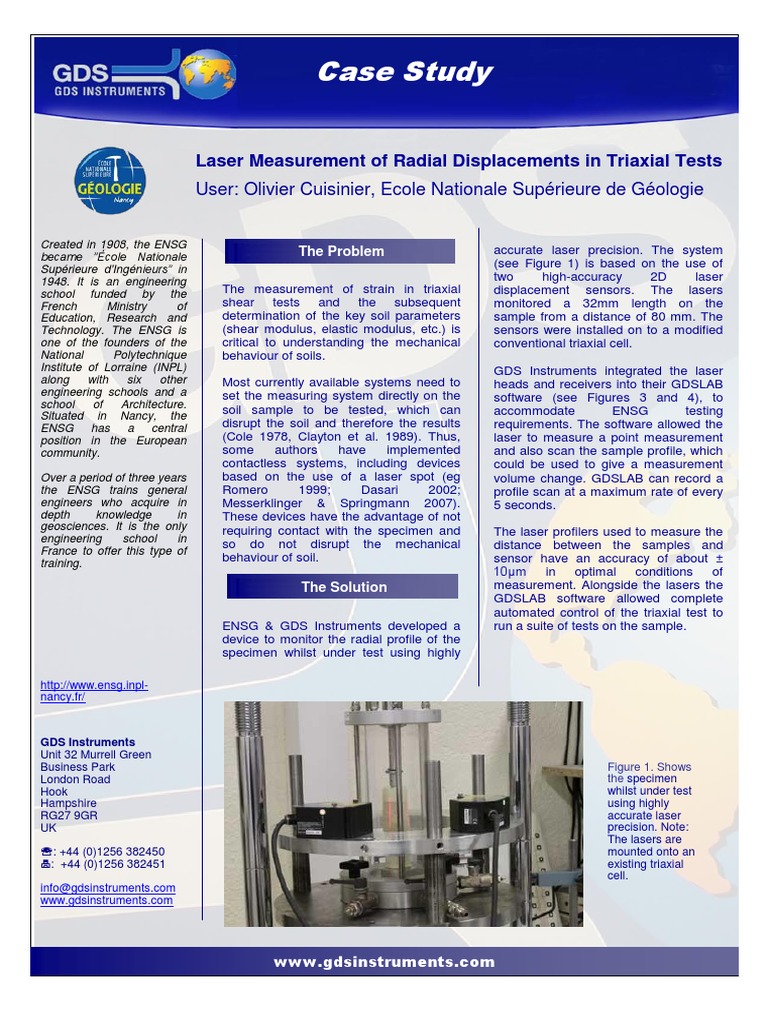 Laser Measurement of Radial Displacements in Triaxial Tests - ENSG ...