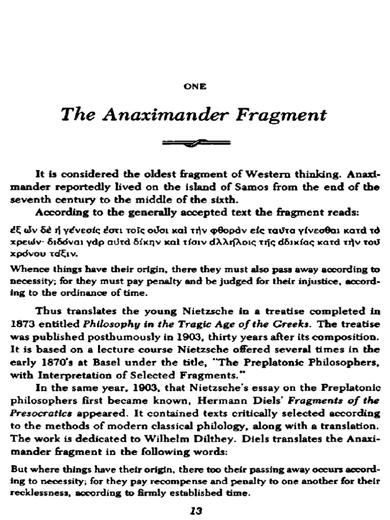 Heid Anaximander Fragment | PDF | Plato | Aristotle