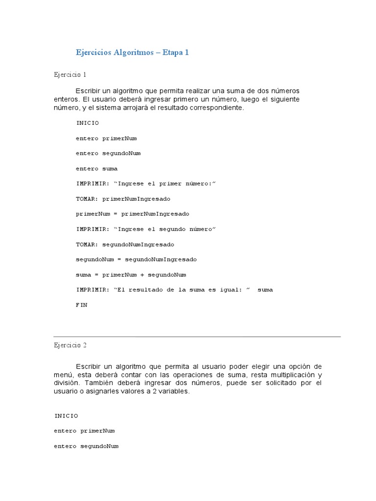 Ejercicios02 Algoritmos Est Simpl Celina Diaz | PDF | Multiplicación | Algoritmos