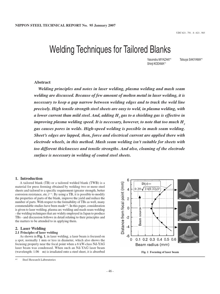 N9509-Welding Techniques For Tailored Blanks | PDF | Welding | Construction N9509-Welding Techniques For Tailored Blanks | PDF | Welding | Construction