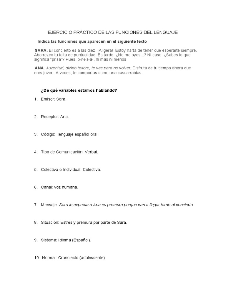 Ejercicio Práctico de Las Funciones Del Lenguaje... | PDF