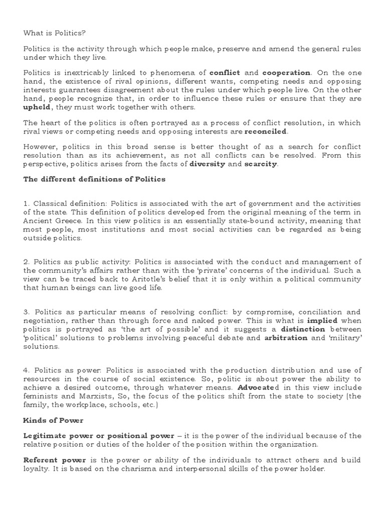 Politics UCSP | PDF | Power (Social And Political) | Social Psychology